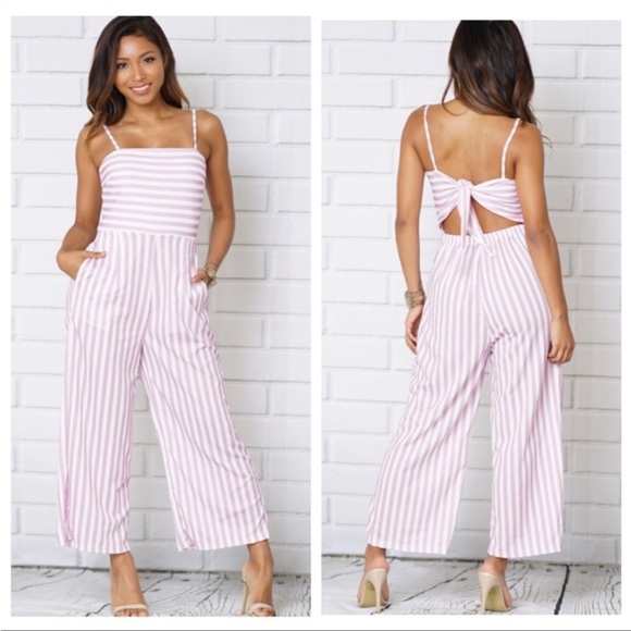 Haute Ellie | Pants & Jumpsuits | Cecelia Tie Back Wide Leg Romper ...